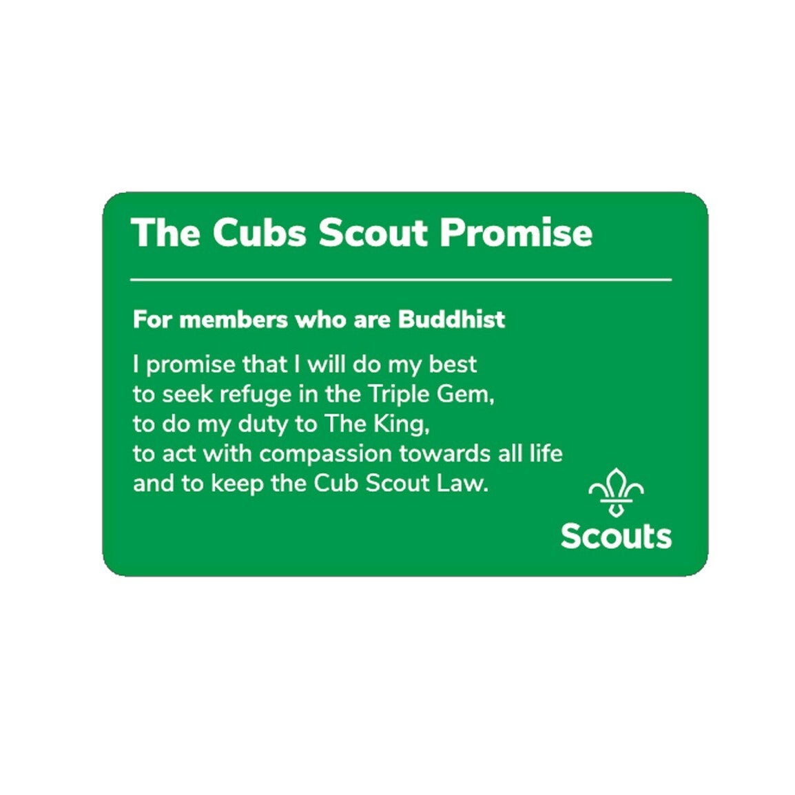 Promise Card Cub Buddhist | TreeTops Scout & Guide Store