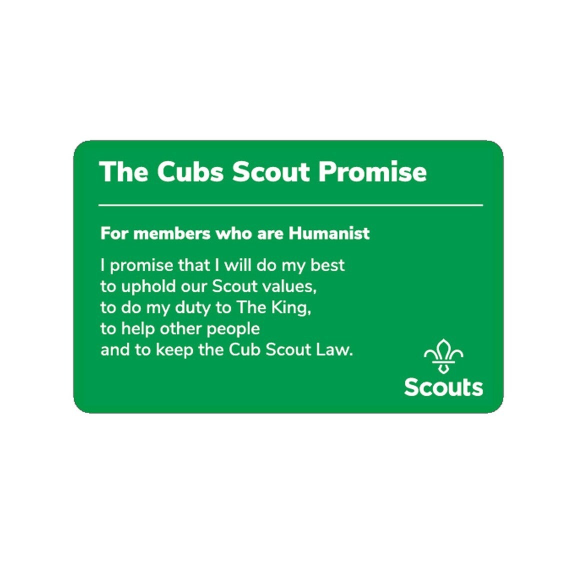 Promise Card Cub Humanist | TreeTops Scout & Guide Store