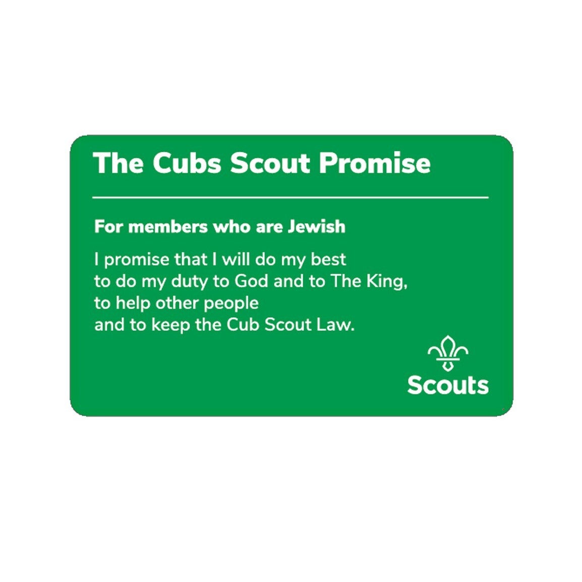 Promise Card Cub Jewish | TreeTops Scout & Guide Store