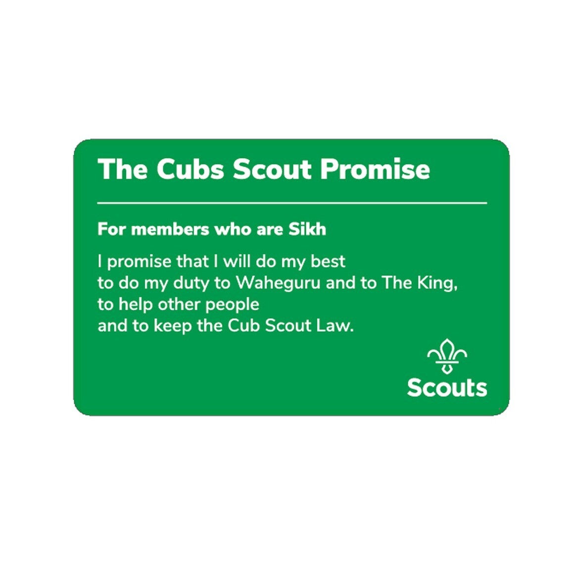 Promise Card Cub Sikh | TreeTops Scout & Guide Store